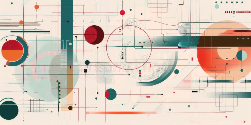 Abstract Colorful Geometric Shape Effect on Surface Digital Cyber ...