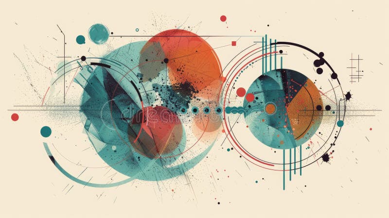 Abstract Colorful Geometric Shape Effect on Surface Digital Cyber ...