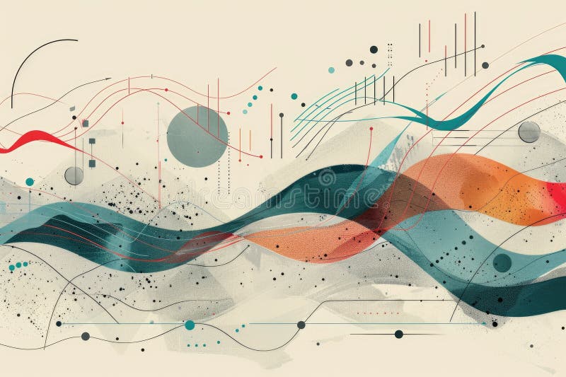 Abstract Colorful Geometric Shape Effect on Surface Digital Cyber ...