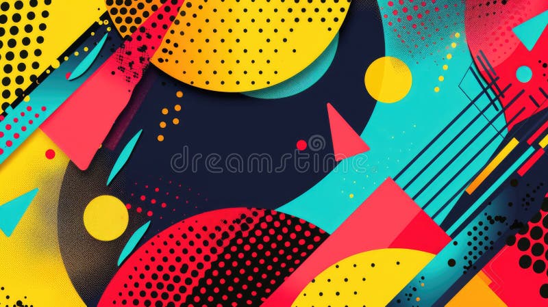 Abstract Colorful Geometric Shape Effect on Surface Digital Cyber ...