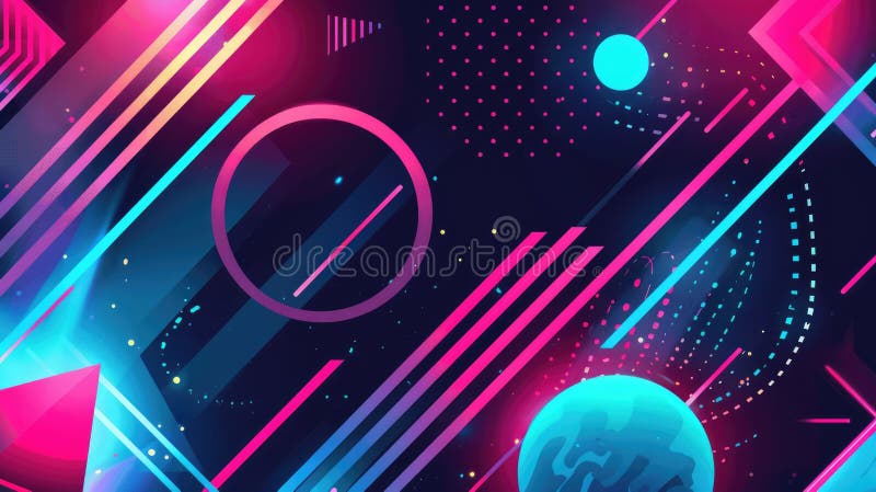 Abstract Colorful Geometric Shape Effect on Surface Digital Cyber ...