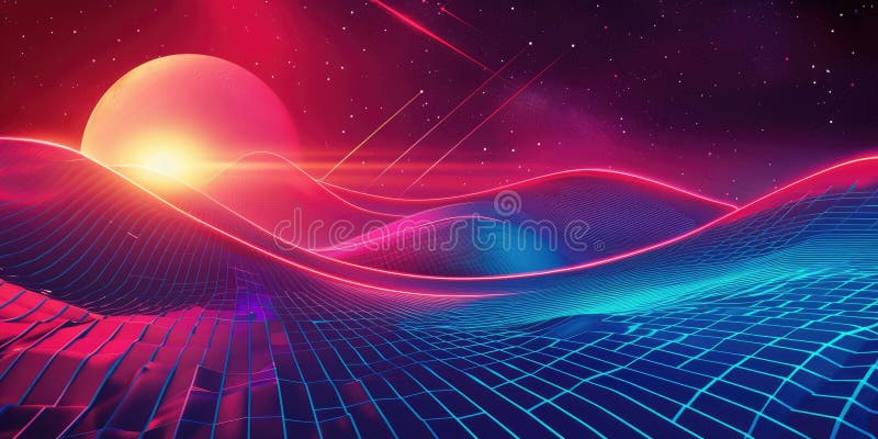 Abstract Colorful Geometric Shape Effect on Surface Digital Cyber ...