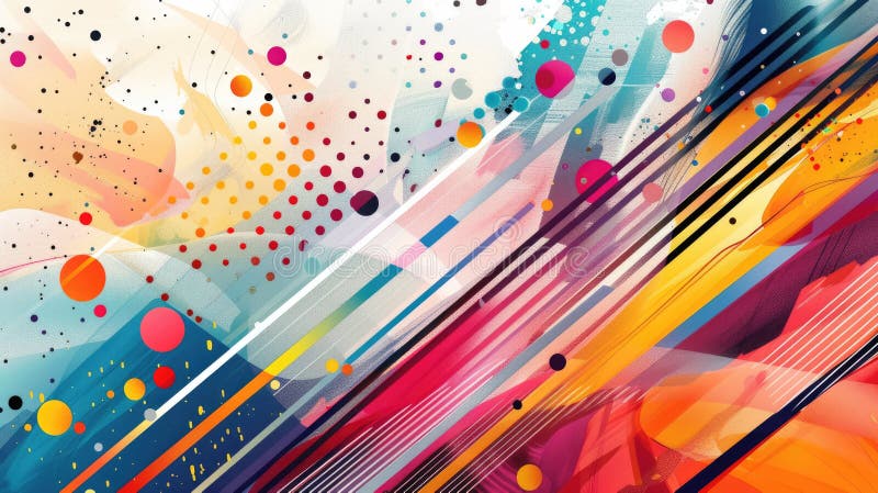 Abstract Colorful Geometric Shape Effect on Surface Digital Cyber ...