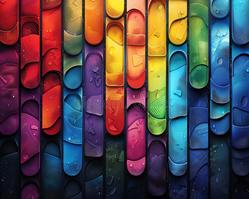 Abstract Colorful Geometric Shapes Pattern with Water Droplets Stock ...