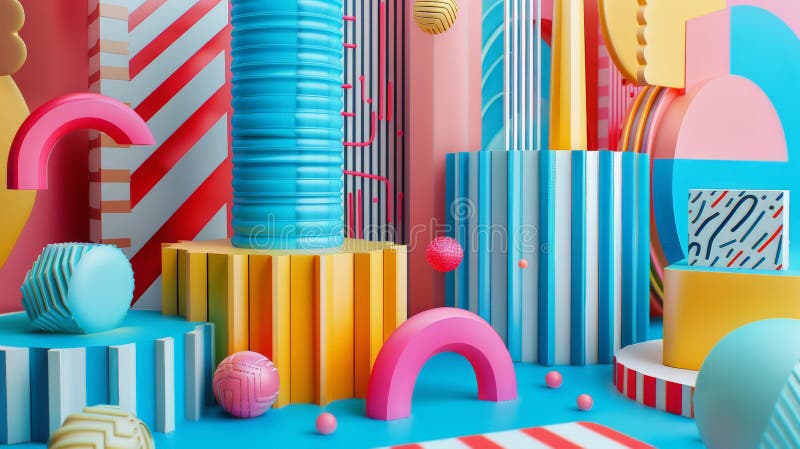 Bold Abstract Shapes in Color.Color Explosion Stock Illustration ...