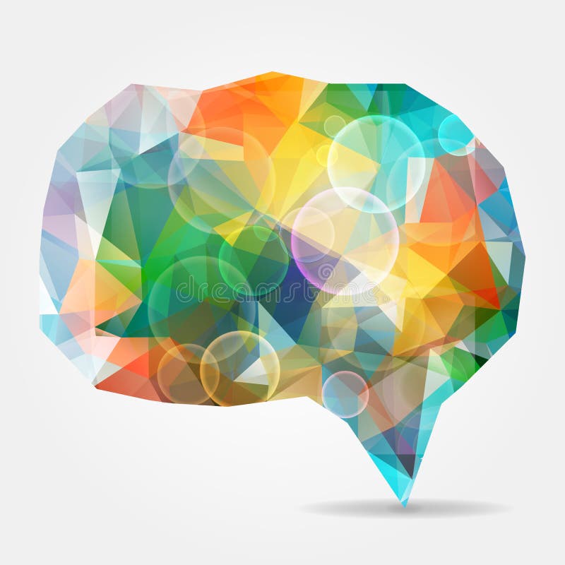 Abstract Colorful Geometric Speech Bubble with Bubbles and Triangular ...