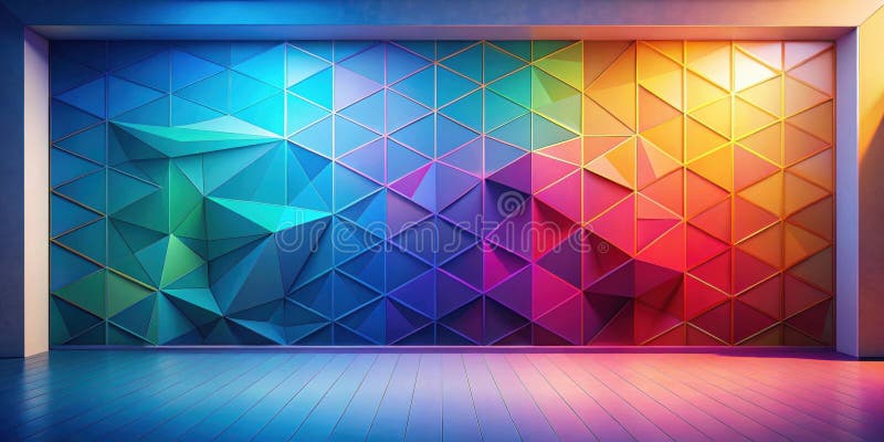 Abstract Colorful Geometric Wall Design in Empty Room. Generative AI ...