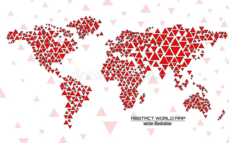 Abstract Colorful Geometric World Map with Triangles. Triangular ...