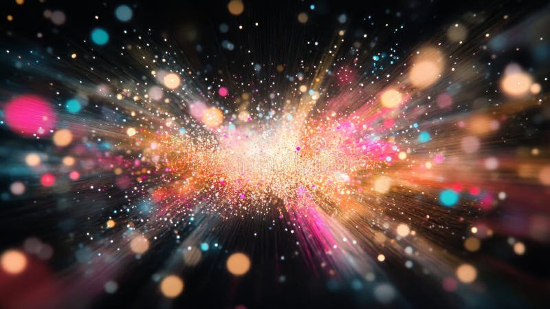 Abstract Colorful Glitter Explosion with Blurred Lights Stock ...
