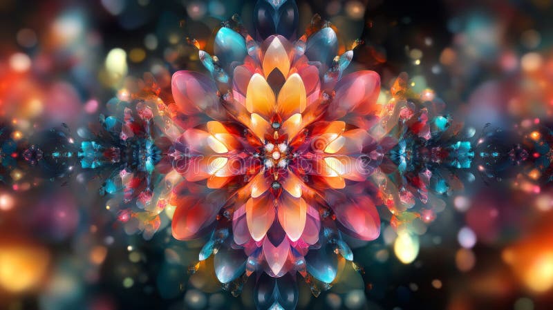 Abstract Colorful Glowing Flower Design Stock Illustration ...