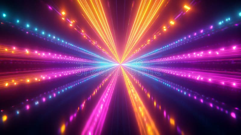 Abstract Colorful Glowing Light Tunnel Background Stock Illustration ...