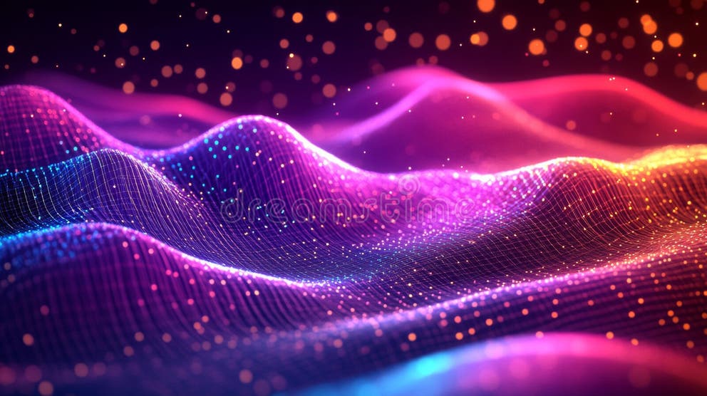 Abstract Colorful Glowing Particle Waves Background Stock Illustration ...