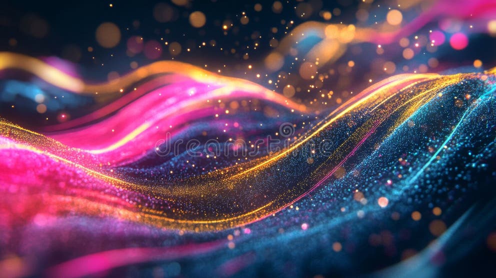 Abstract Colorful Glowing Particle Waves Background Stock Illustration ...