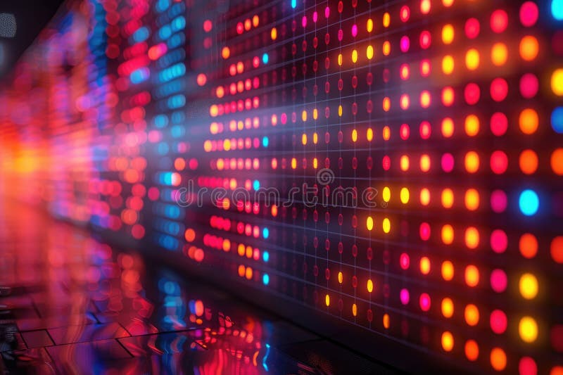 Abstract Colorful LED Light Wall, Futuristic Technology Background ...