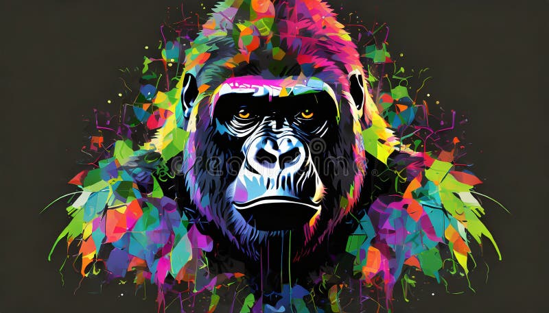 Colorful Gorilla stock illustration. Illustration of colorful - 297816216