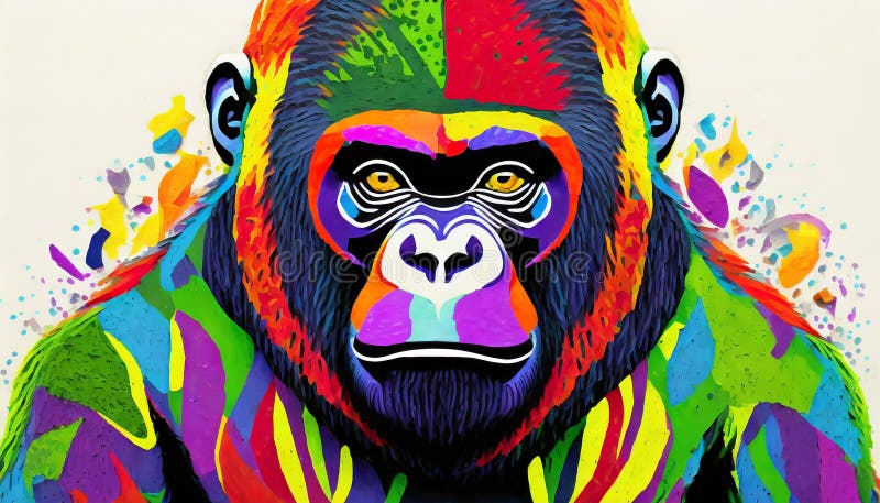 Colorful Gorilla stock illustration. Illustration of vibrant - 297817612