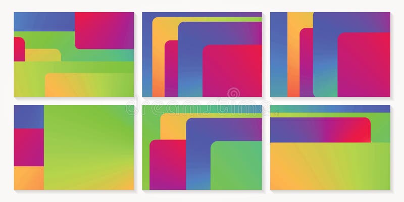 Abstract Colorful Gradient Rectangles Shape with Rounded Corner ...