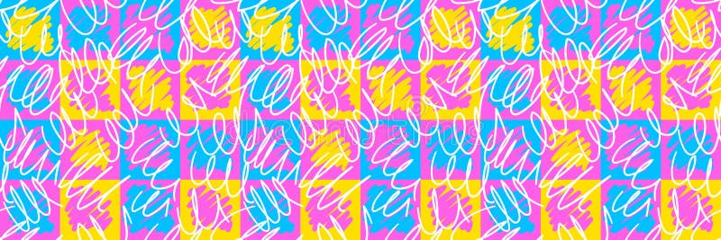 Abstract Colorful Graffiti Seamless Pattern with Neon Squares and ...