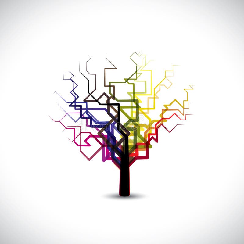 Abstract,colorful Graphic Tree Symbol in Digital O Stock Vector ...