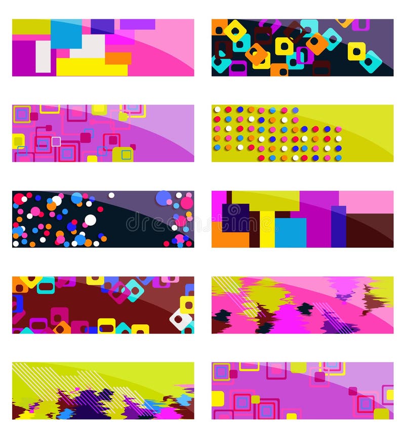 Abstract Colorful Header Set Vector Design. Stock Vector - Illustration ...