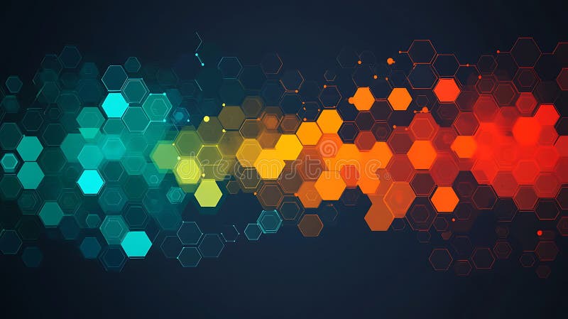 Abstract Colorful Hexagon Pattern Background with Gradient and Glow ...