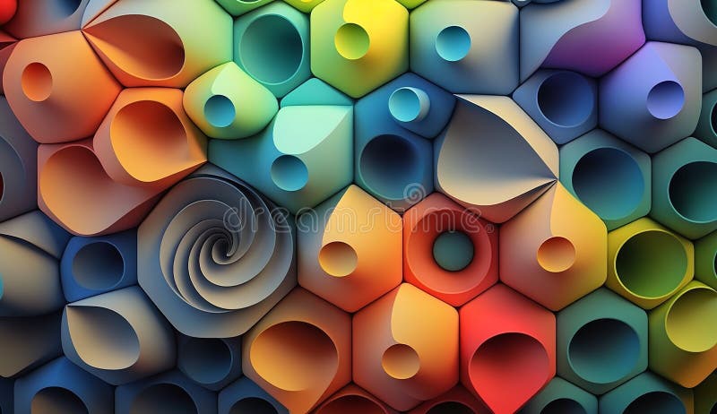Abstract Colorful Hexagon Pattern: a Vivid 3D Geometric Design Stock ...