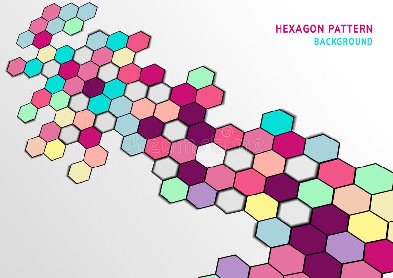 Abstract Colorful Geometric Hexagon Overlay Pattern on White and Gray ...