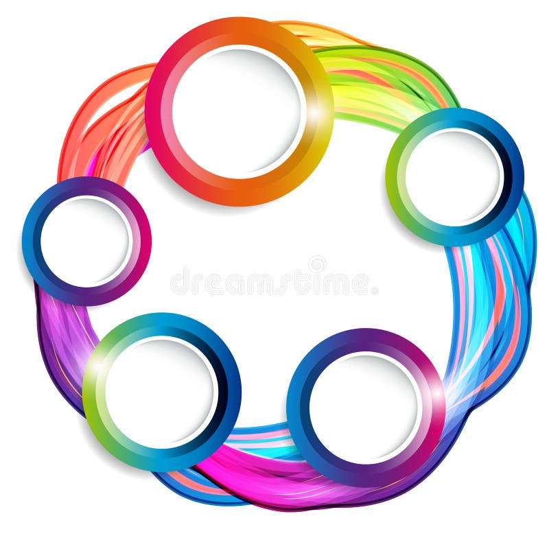 Abstract Colorful Hoop Circle Frames with Tails on a Light Background ...