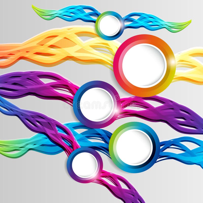 Abstract Colorful Hoop Circle Frames with Tails on a Light Background ...