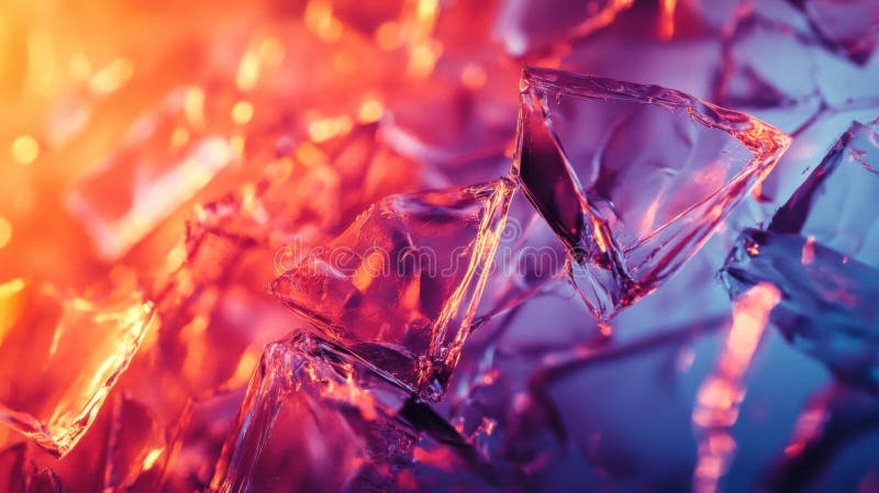 Abstract Colorful Ice Crystals with Red and Blue Gradient Light in ...