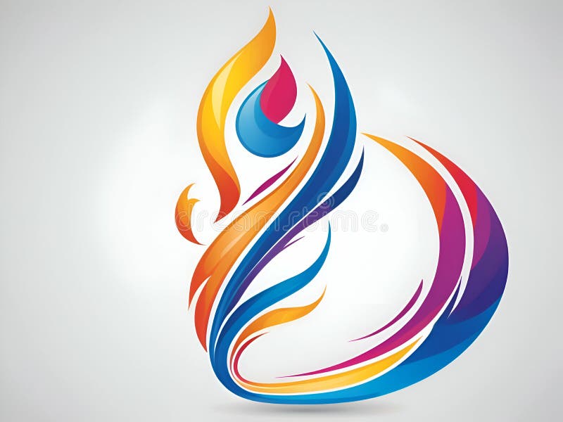 Abstract Colorful Icon Sport Torch Wavy Stripes Stock Illustration ...