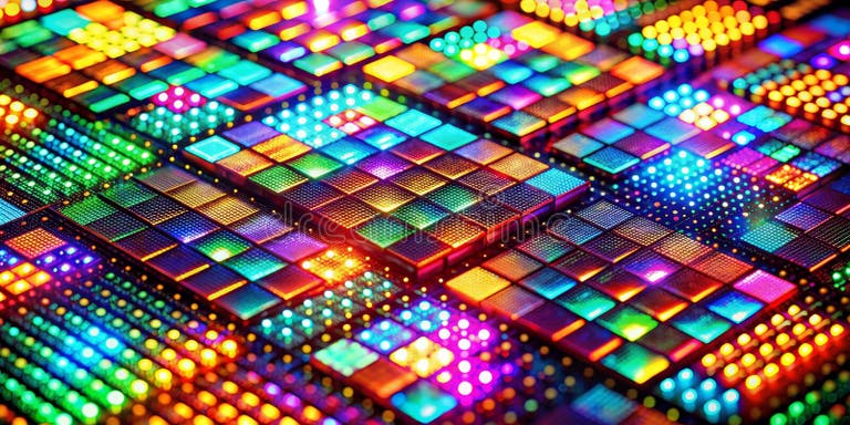 Abstract Colorful Illuminated Grid Pattern of Illuminated Blocks ...