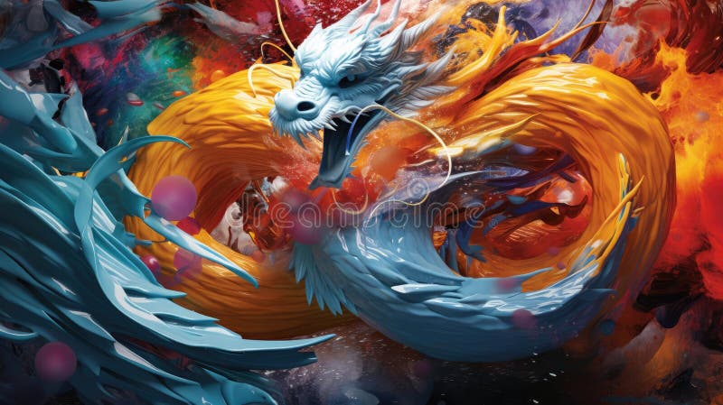 Abstract Colorful Image of Chinese Dragon Stock Illustration ...
