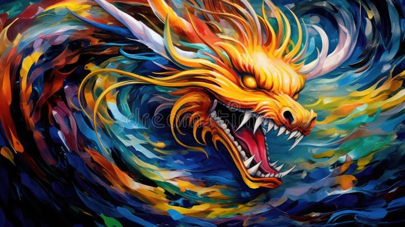 Abstract Colorful Image of Chinese Dragon Stock Image - Image of sign ...