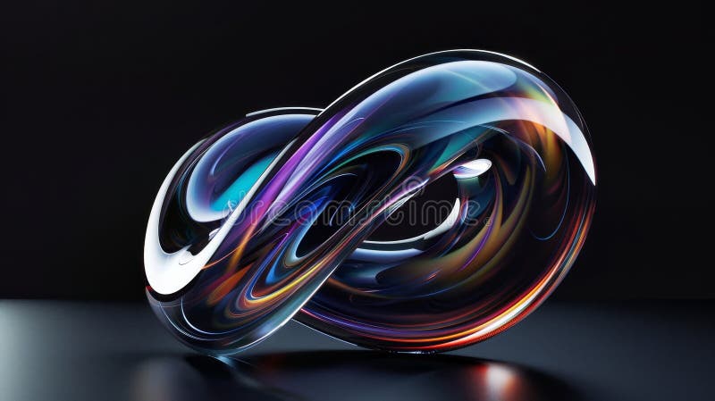 Abstract Colorful Infinity Loop Sculpture on Black Background ...