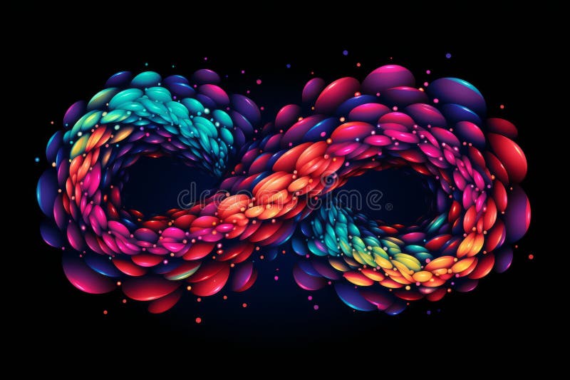 Abstract Colorful Infinity Symbol on a Black Background Stock ...