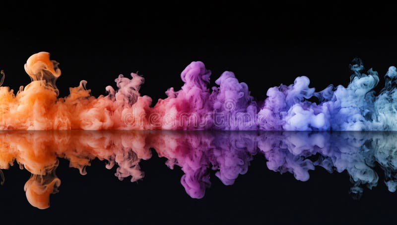 Abstract Colorful Ink Clouds Reflection Water High Quality Image Stock ...