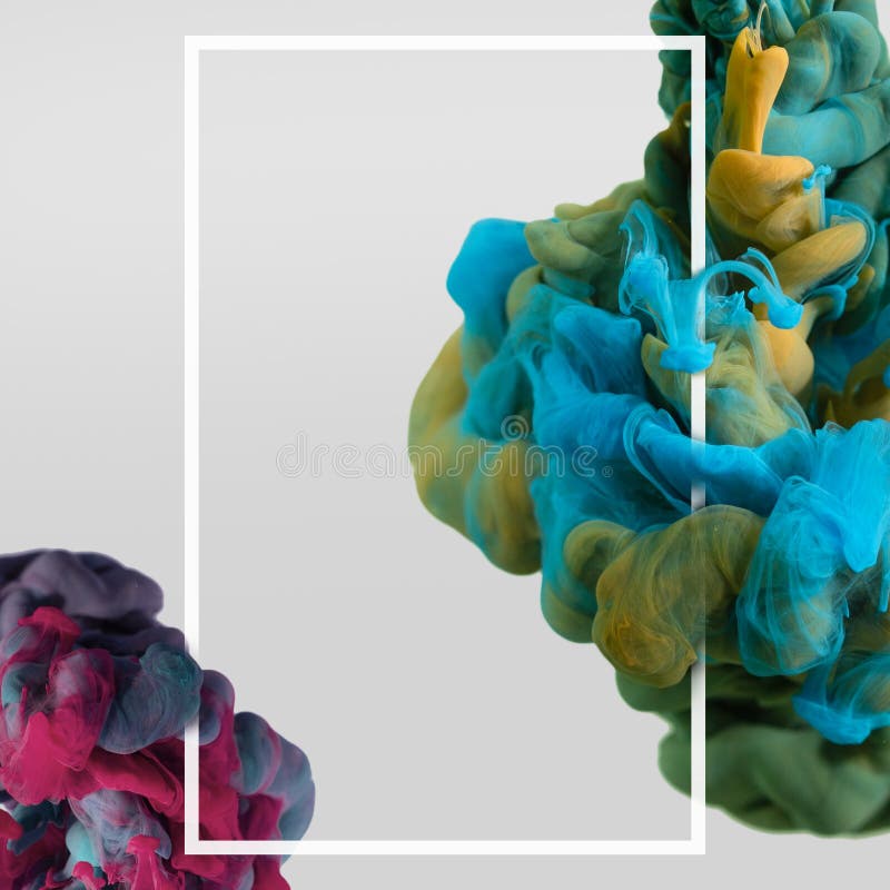 Abstract Colorful Ink Drop on Clear Background with Frame. Modern Style ...