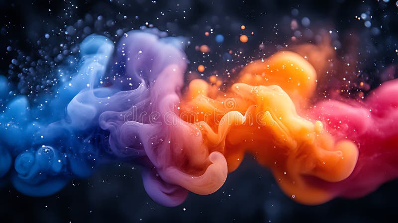 Abstract Colorful Ink Swirls in Water, Creating a Vibrant, Dynamic ...