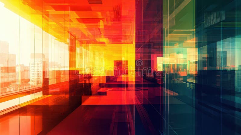 Abstract Colorful Interior with Modern Architectural Design Elements ...