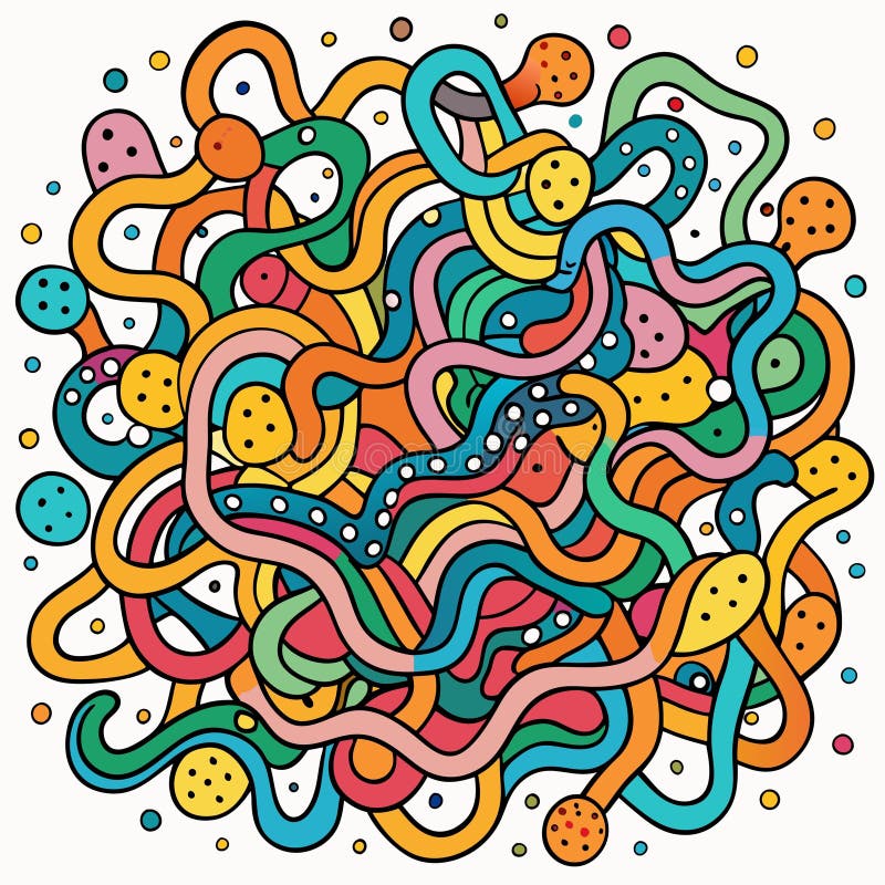 Abstract Colorful, Intertwined Lines and Shapes Design Stock ...