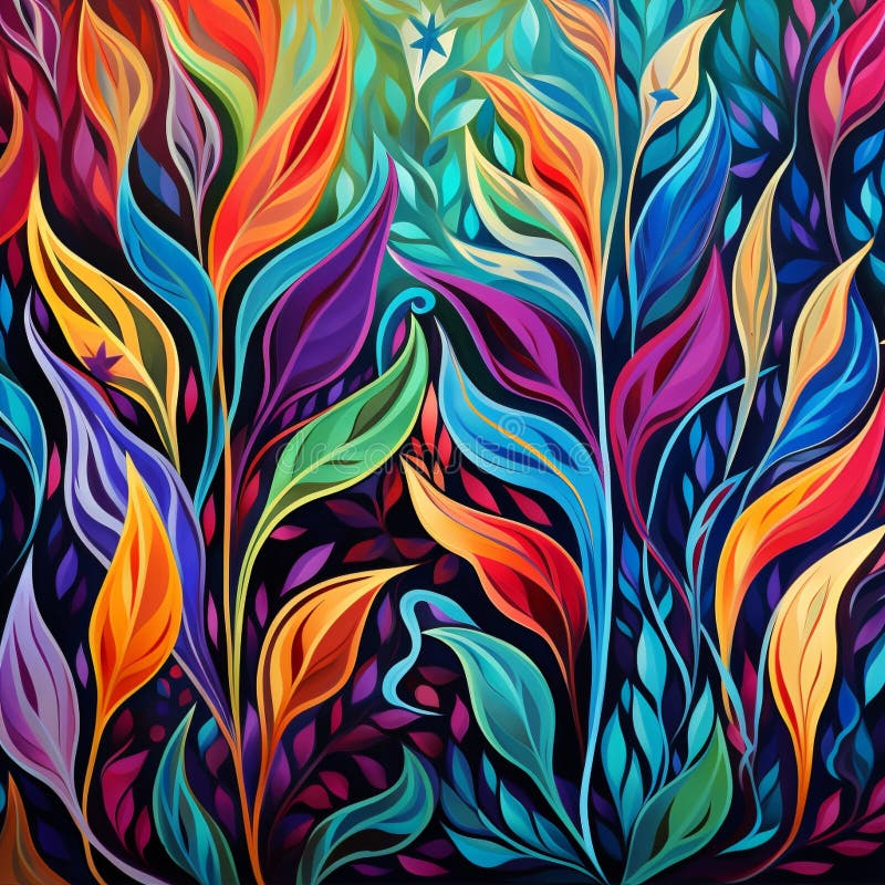 Abstract and Colorful Intertwining Plant Stems Stock Illustration ...