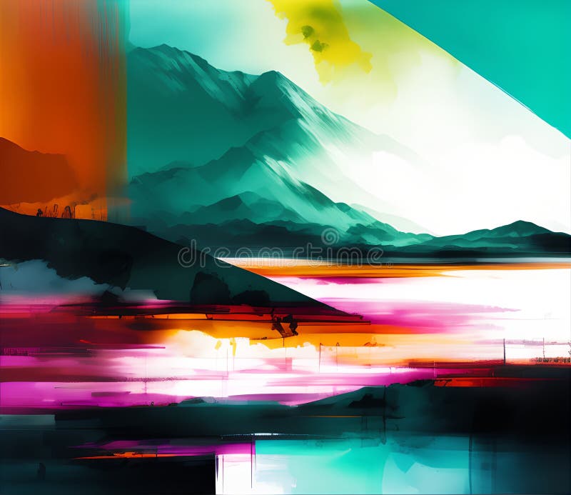 Abstract Colorful Landscape, Generative AI Illustration Stock ...
