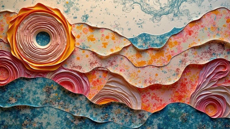 Abstract Colorful Layered Paper Art with Circular Pattern Stock Photo ...