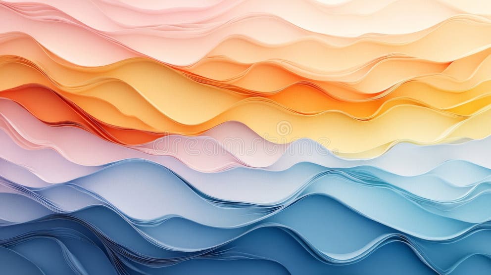 Abstract Colorful Layered Paper Wave Design Stock Illustration ...