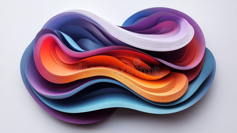 Abstract Colorful Layered Wave Design Stock Illustration - Illustration ...