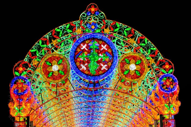 Abstract Colorful Led Light Door Facade Stock Photo - Image of black ...