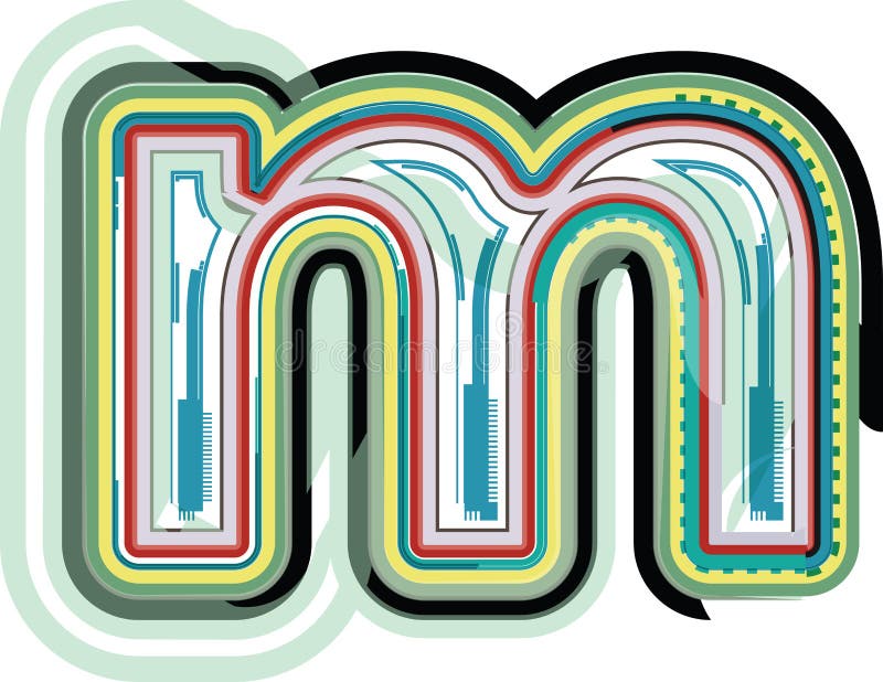 Abstract colorful Letter m stock vector. Illustration of brushed ...