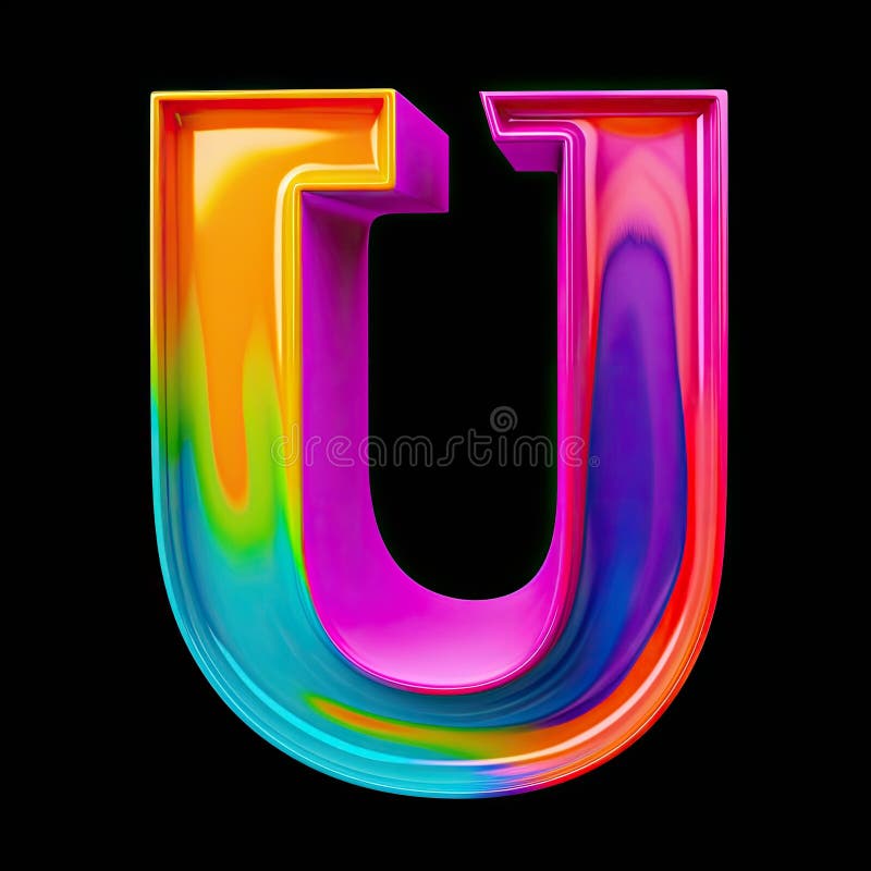Abstract Colorful Letter U on White Background Stock Image ...