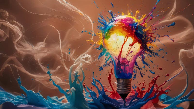 Abstract Colorful Light Bulb Explosion, Creative High Quality Image ...
